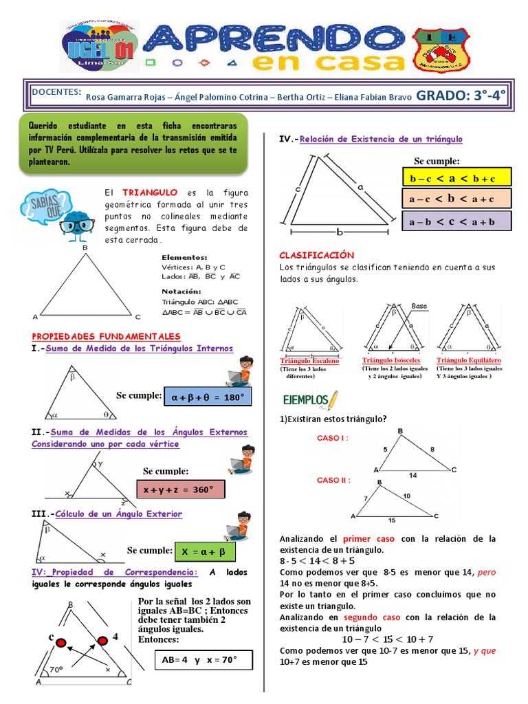 FICHA DE TRIANGULOS (4ta Semana) | PDF | Triángulo | Geometria clasica