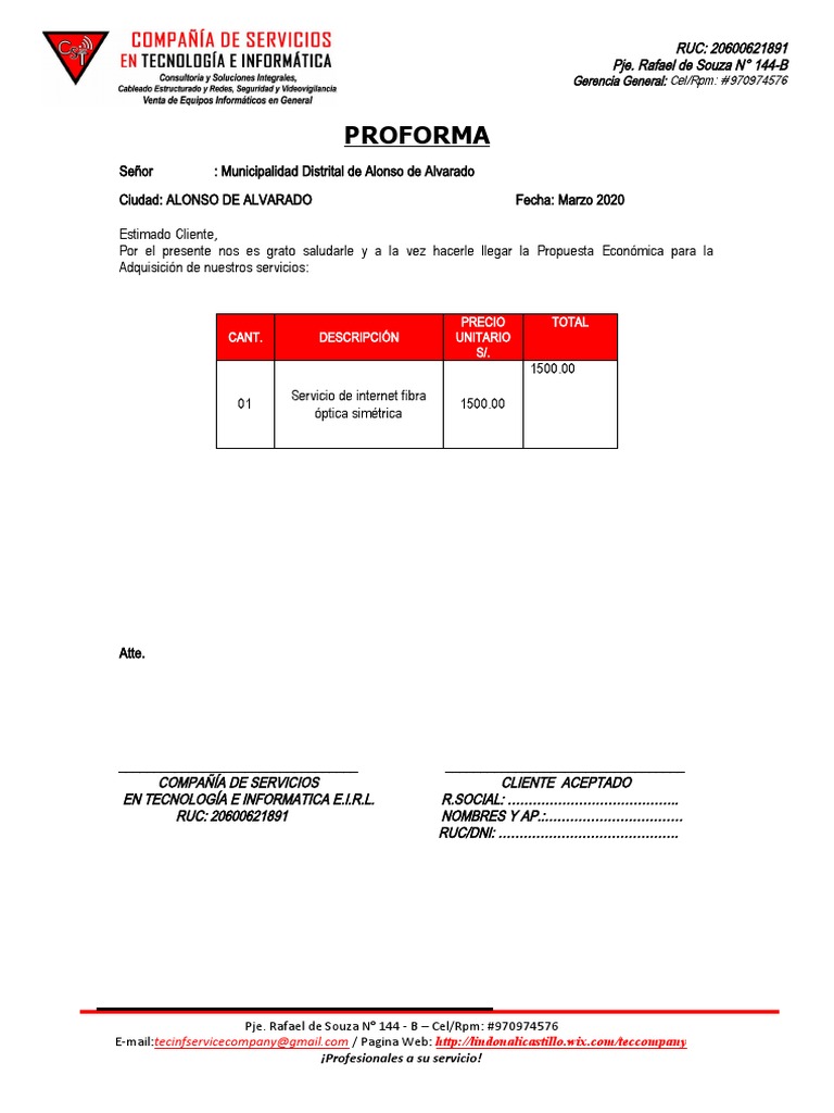 PROFORMA Instituto Cableado 1 | PDF