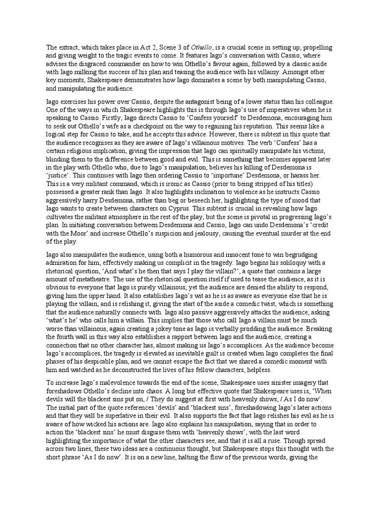 Othello A2S3 Extract | PDF | Iago | Othello