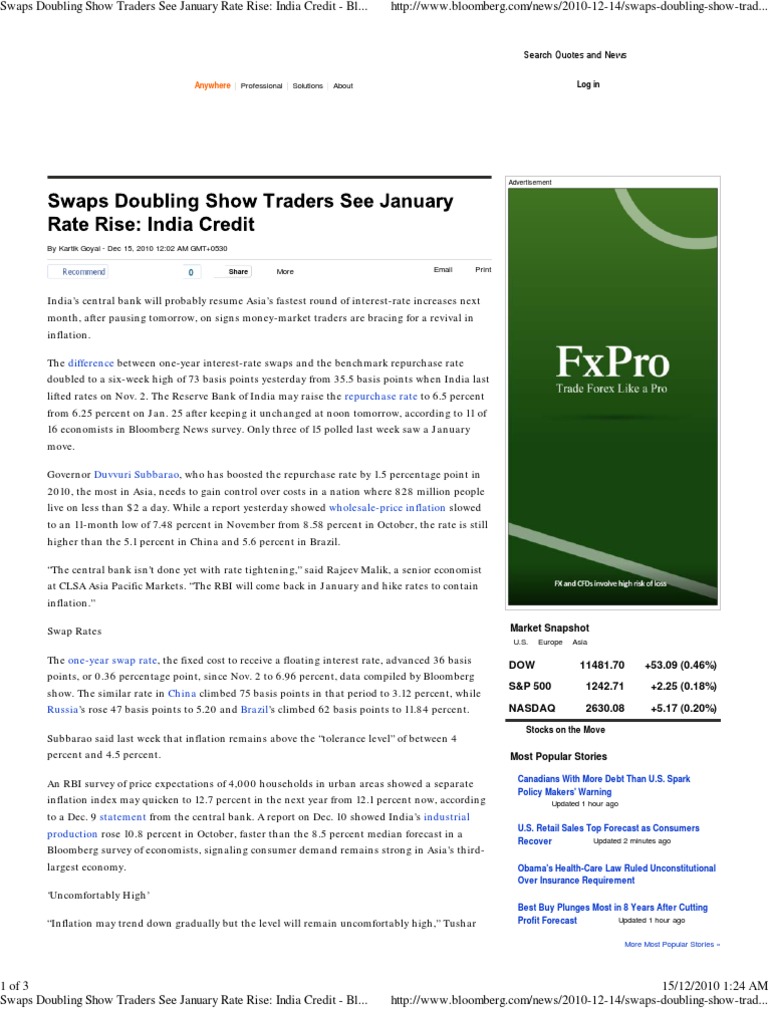 Swaps Doubling Show Traders.. | PDF | Bloomberg L.P. | Central Banks