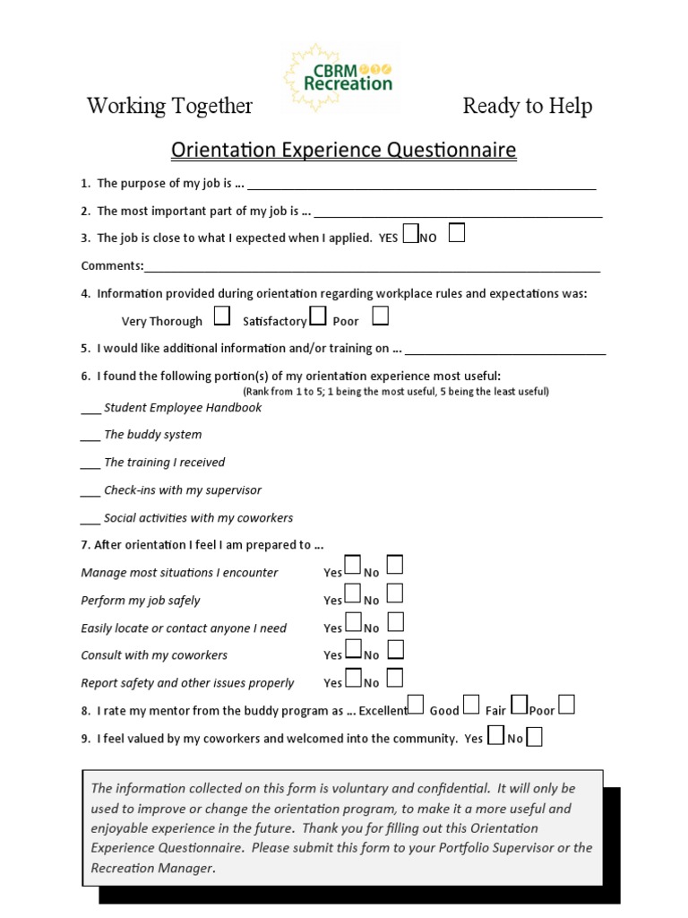 CBRM Orientation Questionnaire | PDF