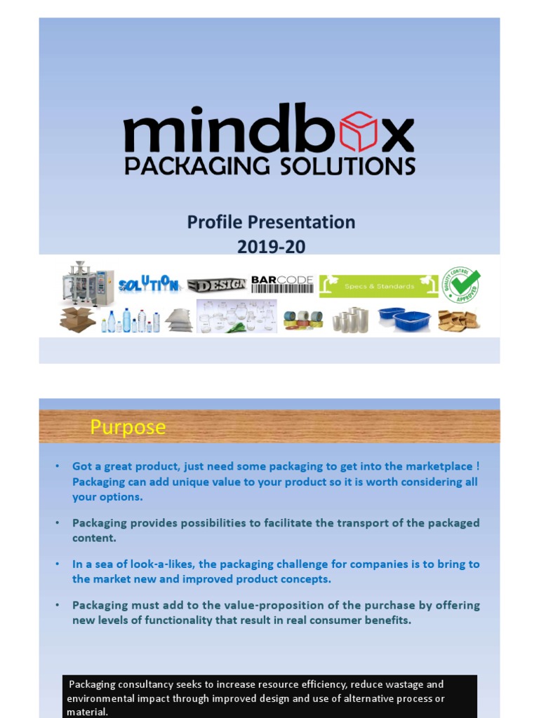 Mindbox Packaging Profile Presentation | PDF | Packaging And Labeling | Quality Management