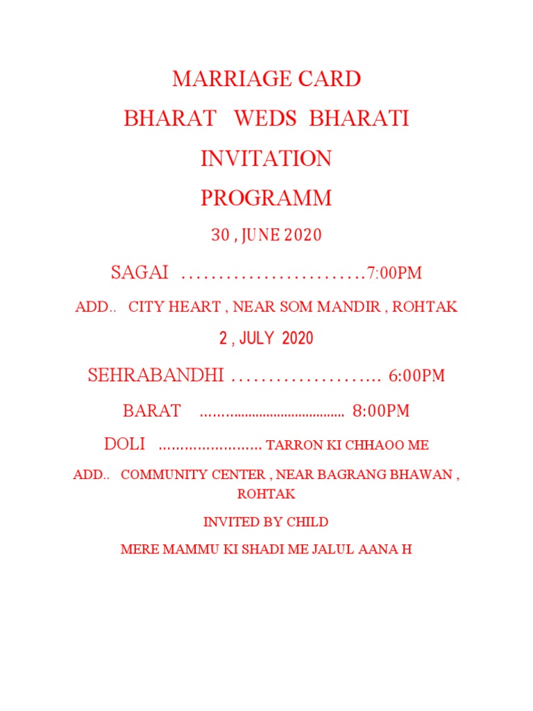 Bharat Marriage Card | PDF