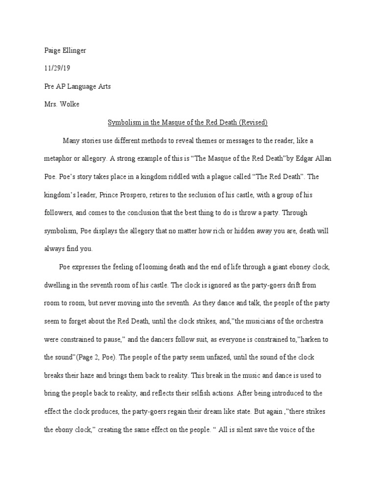 Symbolism in The Masque of The Red Death Revised | PDF