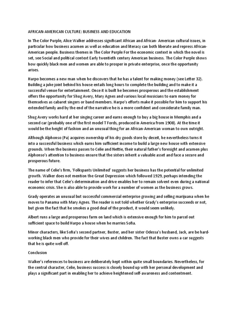 Color Purple - Notes | PDF | Colonialism