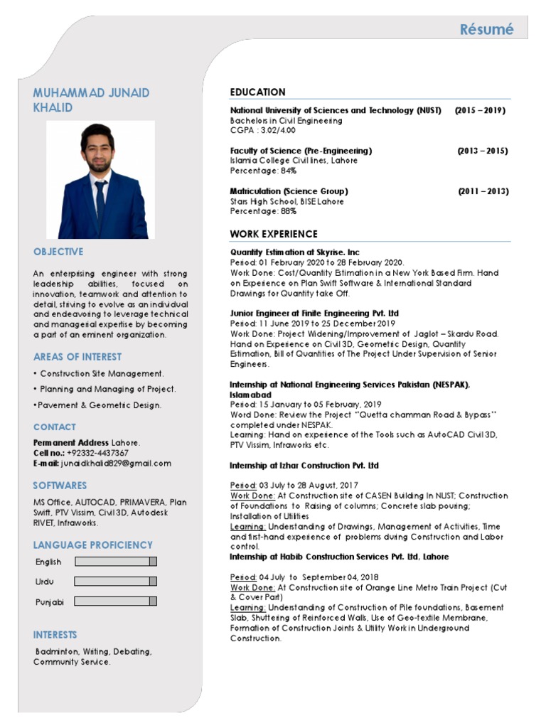 Junaid Khalid Civil Engr NUST 3 | PDF | Transport | Nature