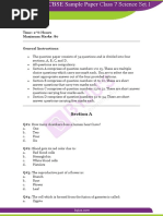 PWNSAT - Sample Paper - Class - 7th - Questions | PDF | Heart