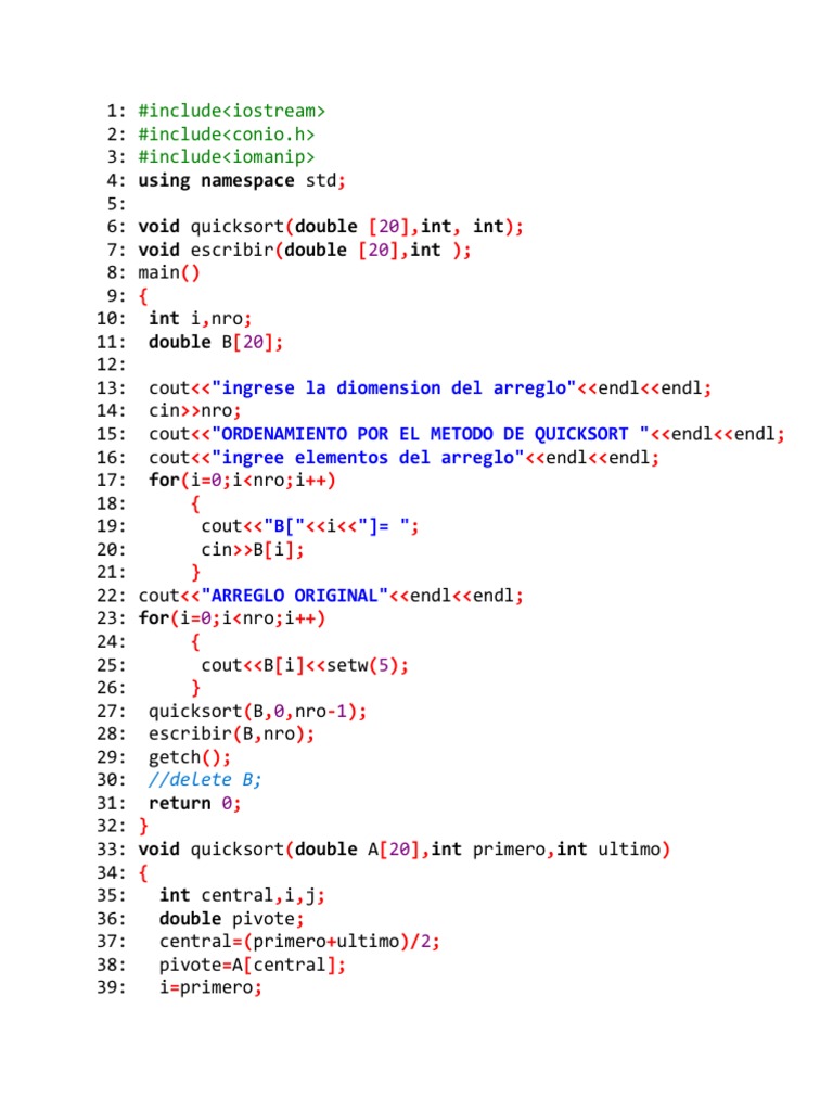 Codigo Ordenamiento Por QuickSort 2 | PDF | Métodos y materiales de enseñanza | Informática