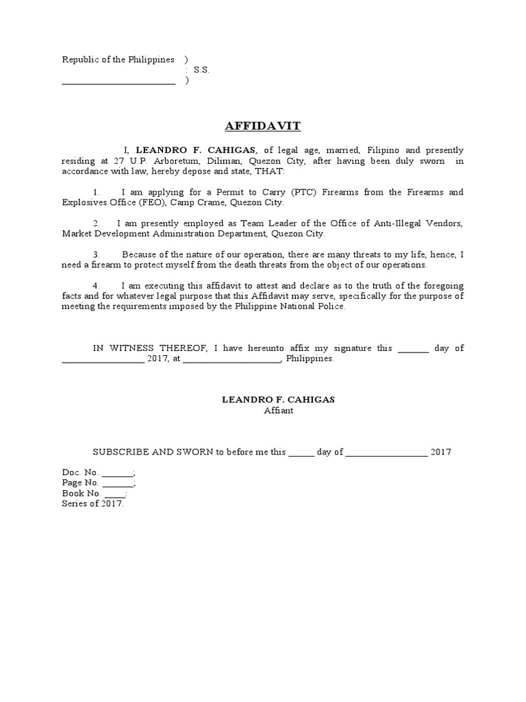 Affidavit, Permit To Carry | PDF