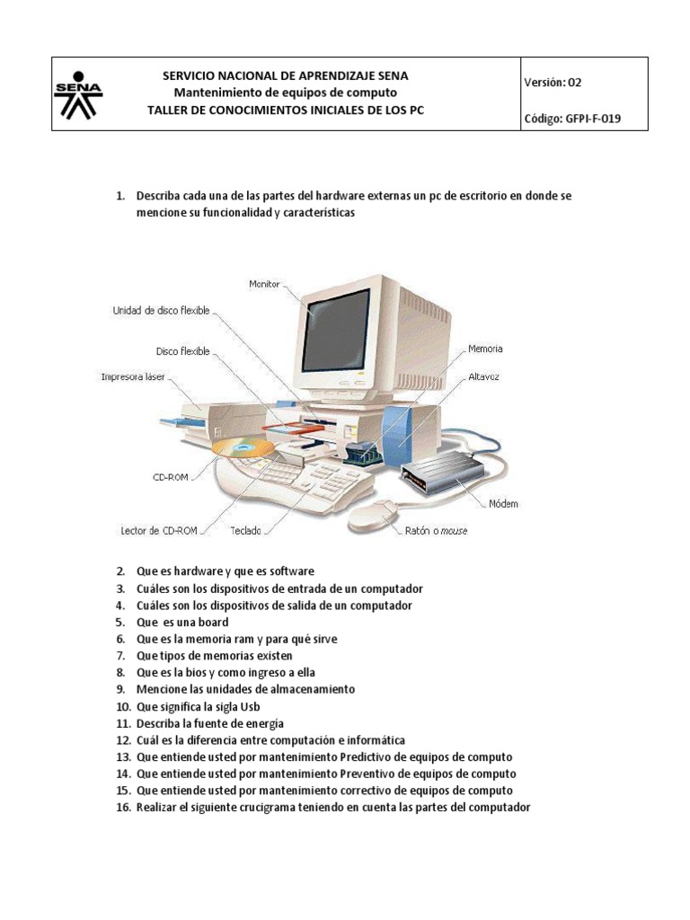 Taller 1 Mantenimiento de Equipos de Computo | PDF