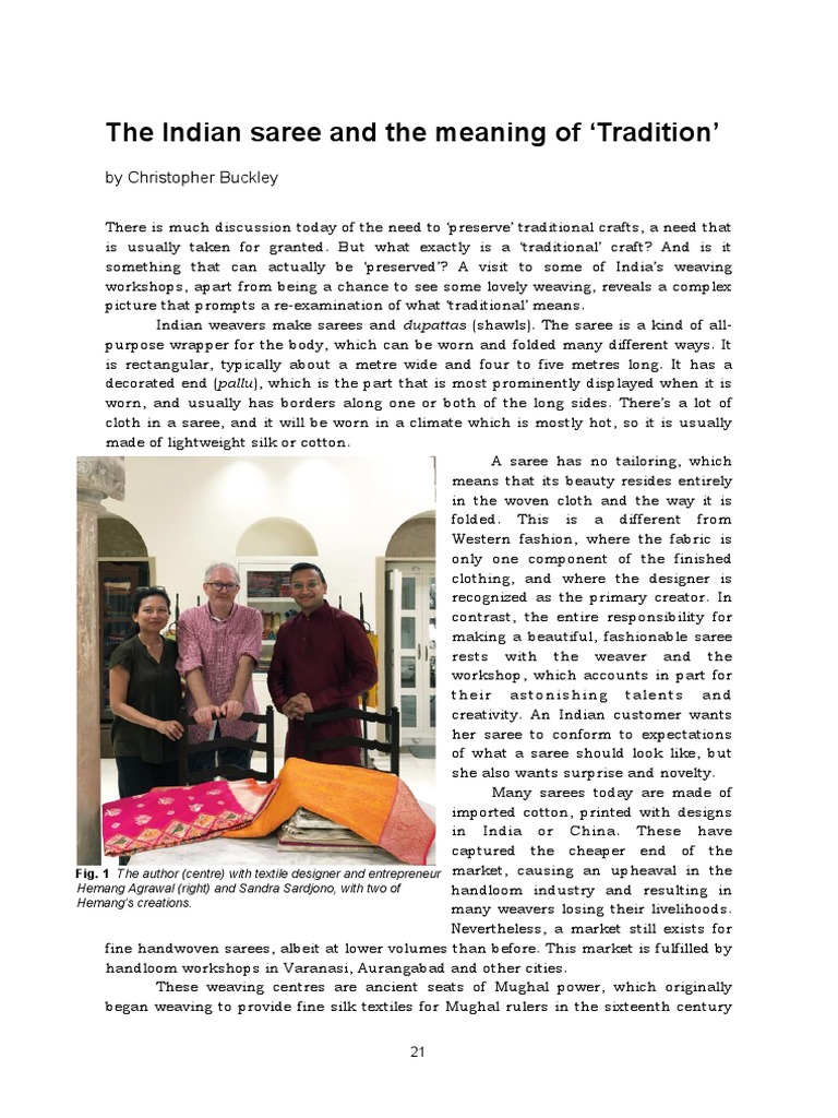 The Indian Saree and The Meaning of Trad | PDF | Loom | Weaving