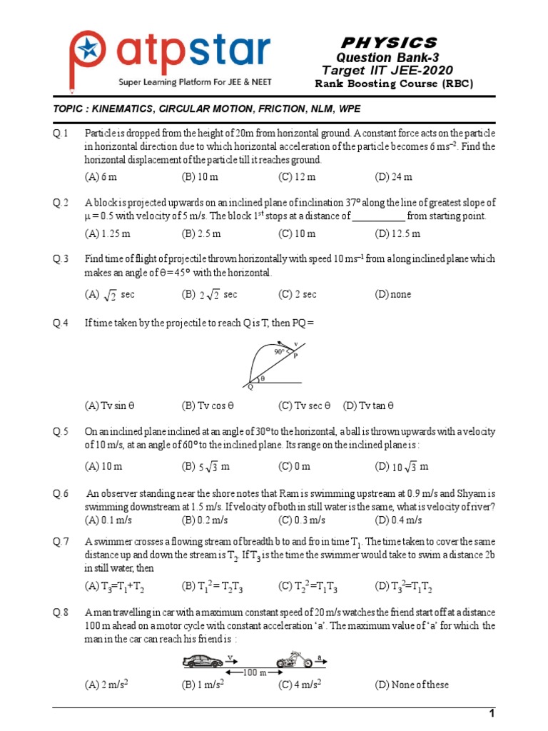 Physics Kinematics & Circular Motion Quiz | PDF | Friction | Force