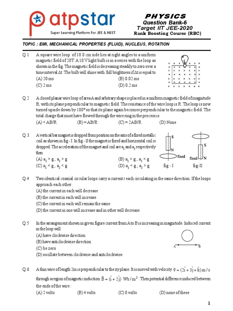 Physics: Question Bank-6 | PDF | Radioactive Decay | Neutron