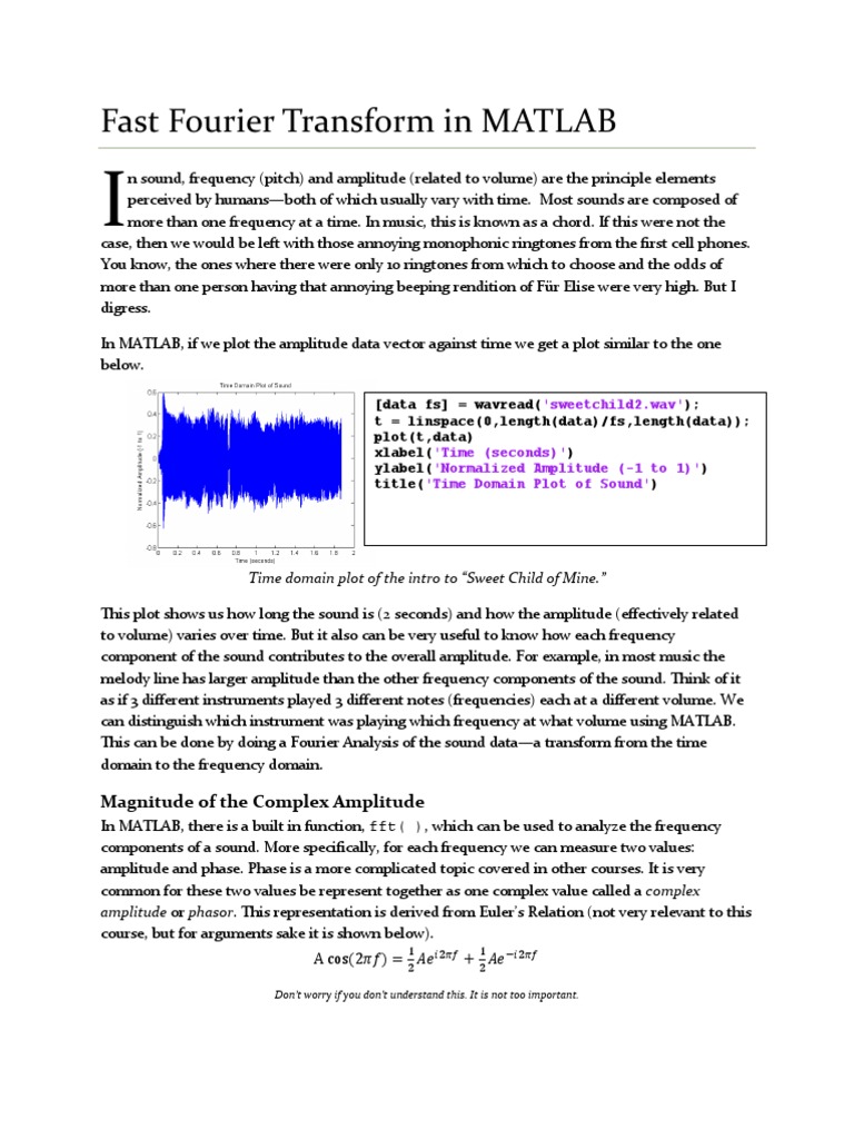 Fast Fourier Transform in MATLAB: Magnitude of The Complex Amplitude | PDF