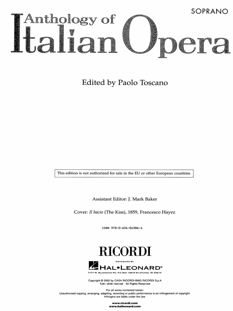 The Anthology Italian Opera (Soprano) | PDF