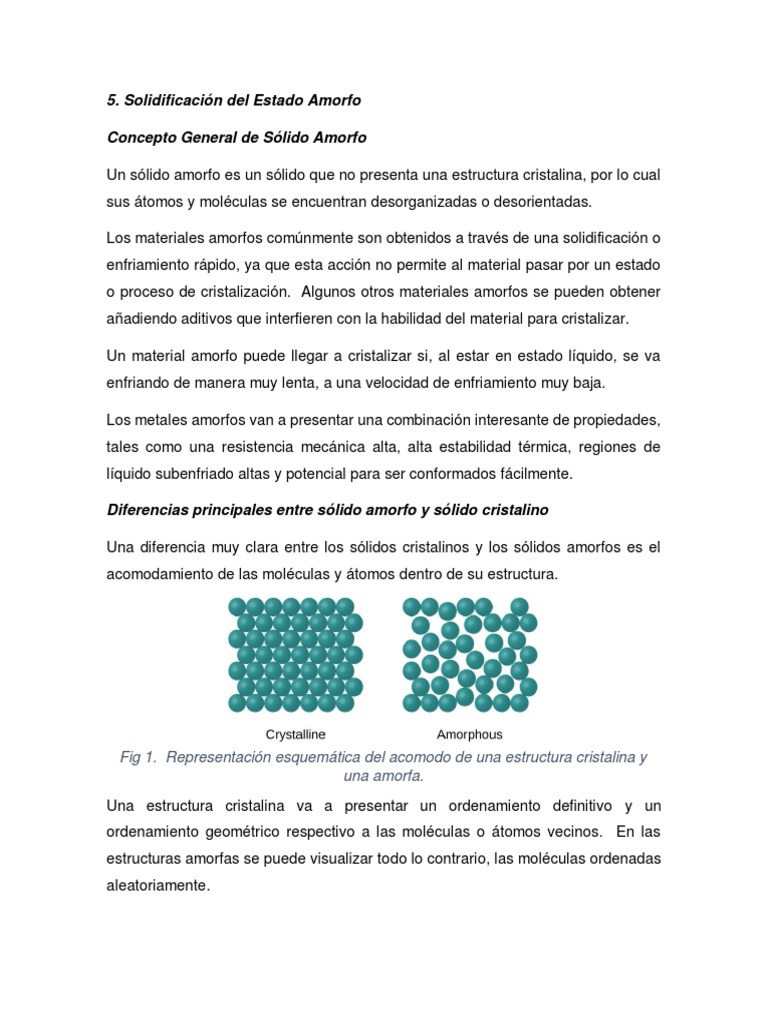 Solidificación Del Estado Amorfo Concepto General de Sólido Amorfo ...