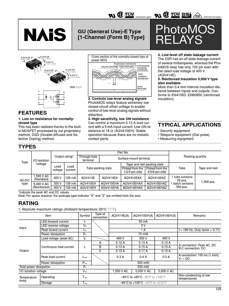 Photomos Relays: Gu (General Use) - E Type (1-Channel (Form B) Type ...