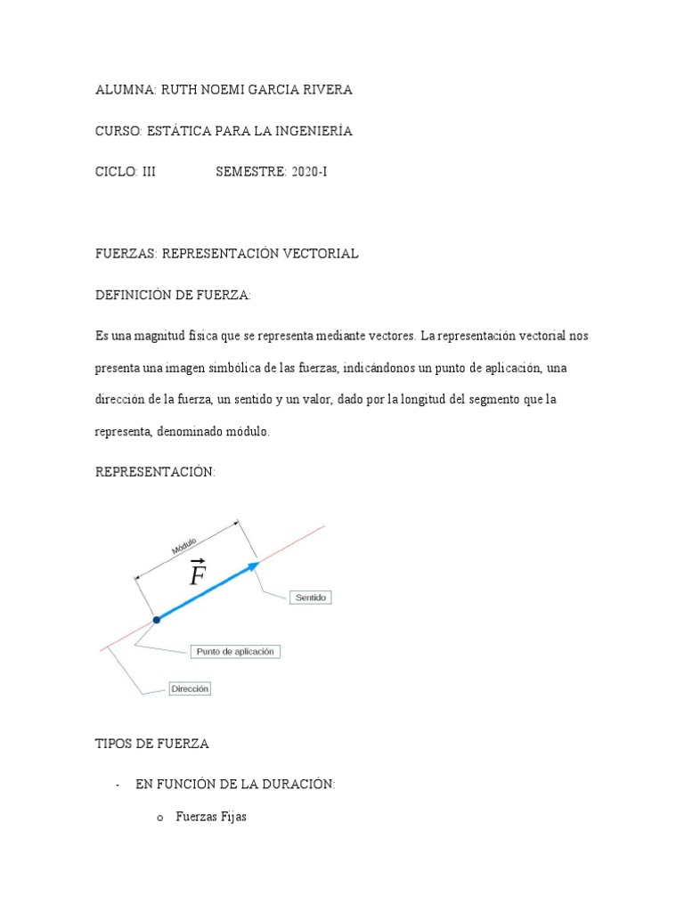 Ruth Garcia - Representación Vectorial de Fuerza | PDF