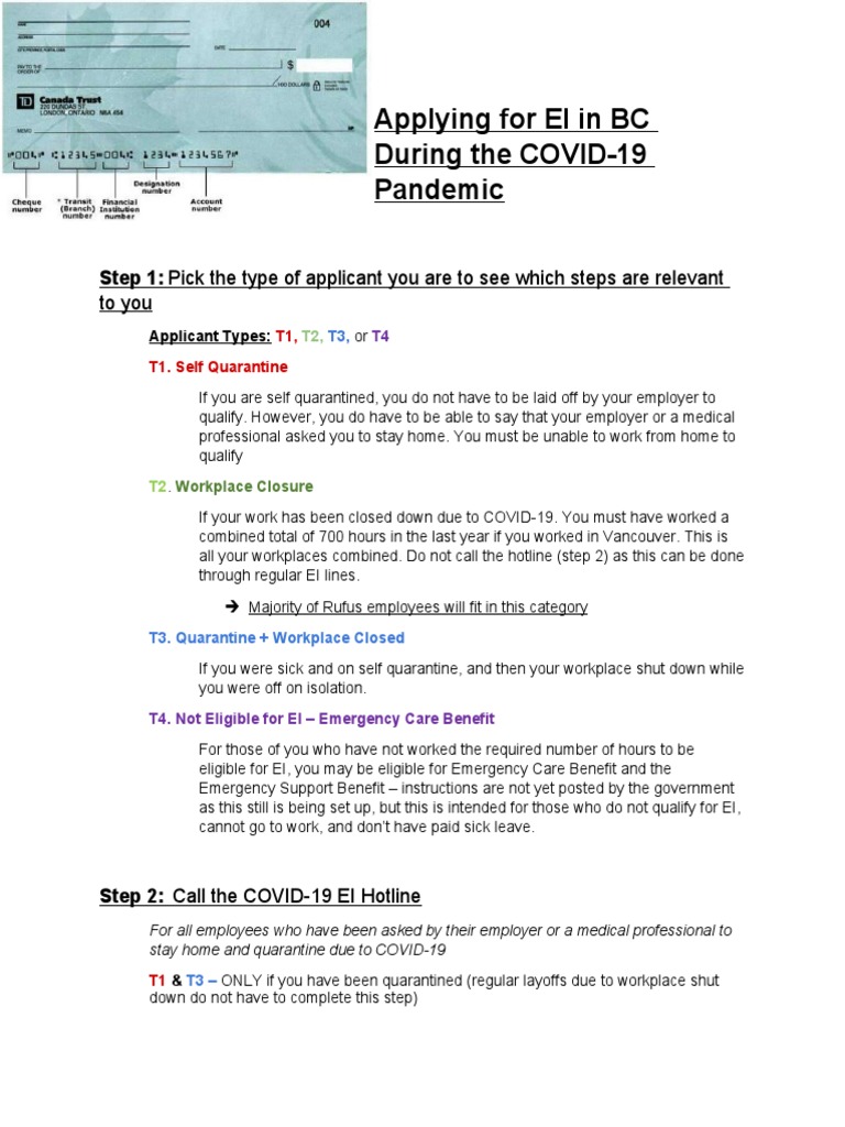Applying For EI in BC During The COVID-19 Pandemic: Step 1 | PDF ...