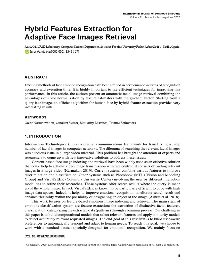 Hybrid Features Extraction For Adaptive Face Images Retrieval | PDF ...