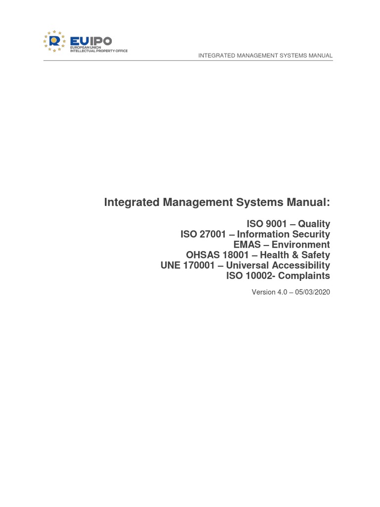 Integrated Management Systems Manual | PDF | Internal Control | Audit