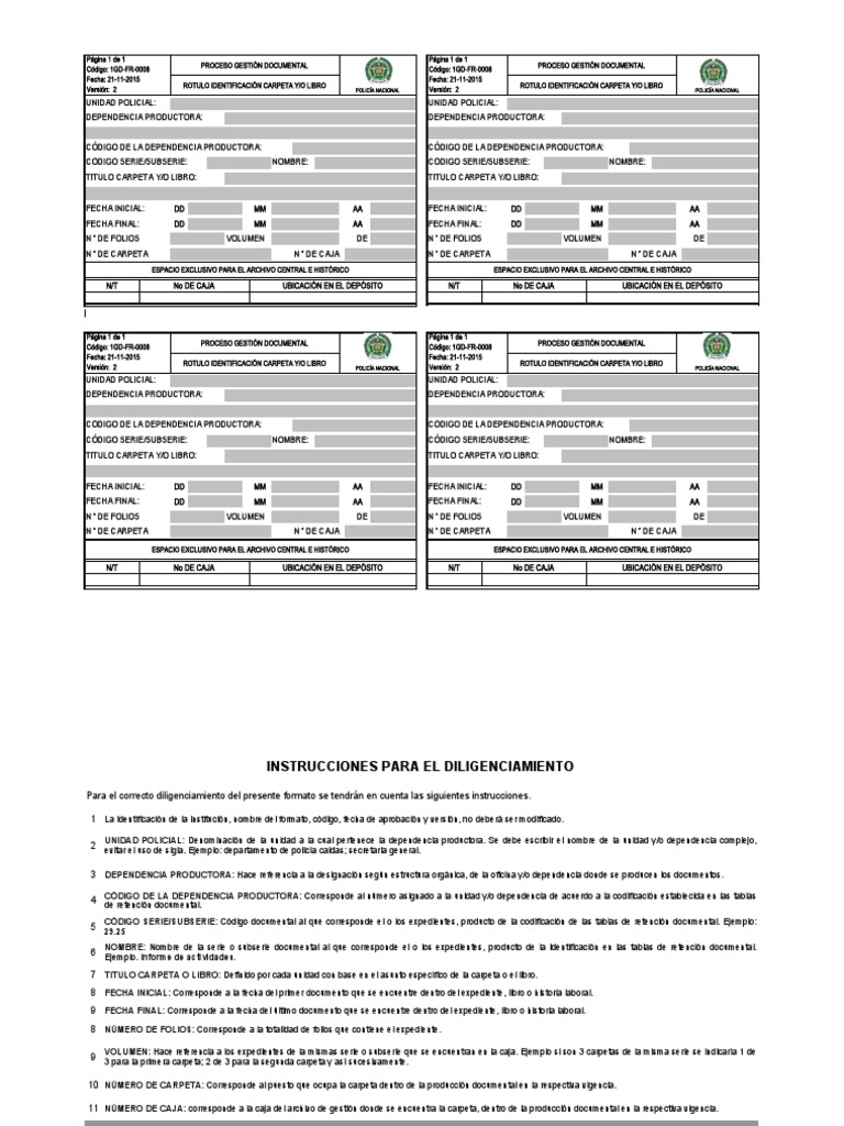 1GD-FR-0008 Rotulo Identificacion Carpeta | PDF | Policía | Seguridad