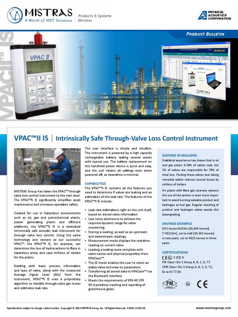 Vpac™Ii Is: Intrinsically Safe Through-Valve Loss Control Instrument ...