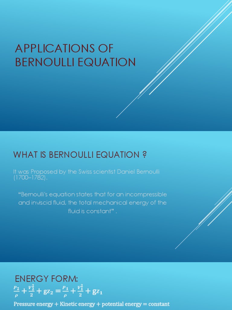 Applications of Bernoulli Equation | PDF | Pressure | Carburetor