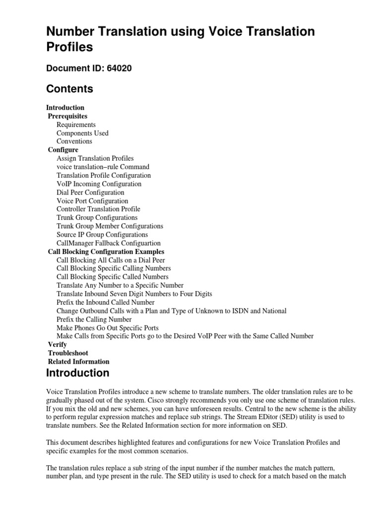 Number Translation Using Voice Translation Profiles | PDF | Regular ...