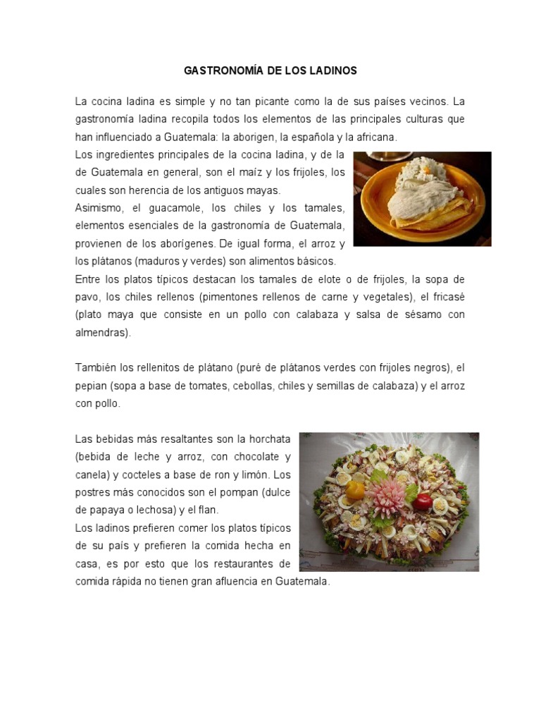 Gastronomía de la Cultura Ladina | PDF | Cocina, comidas y vino ...