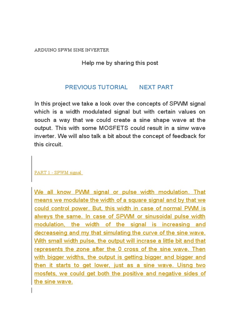 Arduino SPWM Sine Inverter | PDF | Power Inverter | Computer Engineering