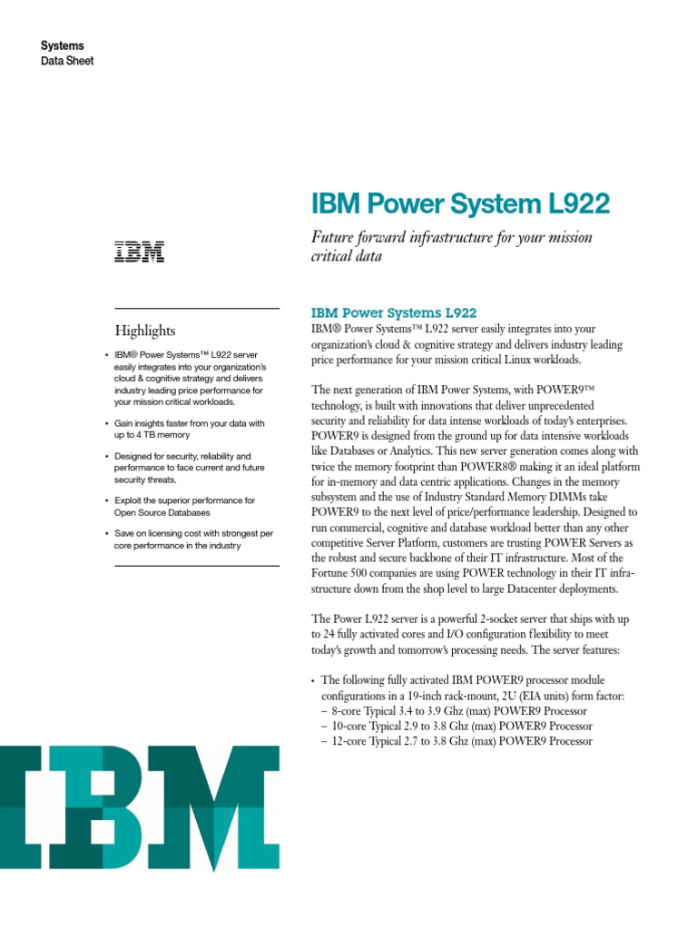 l922 Ibm Power System Brochure | PDF | Central Processing Unit ...