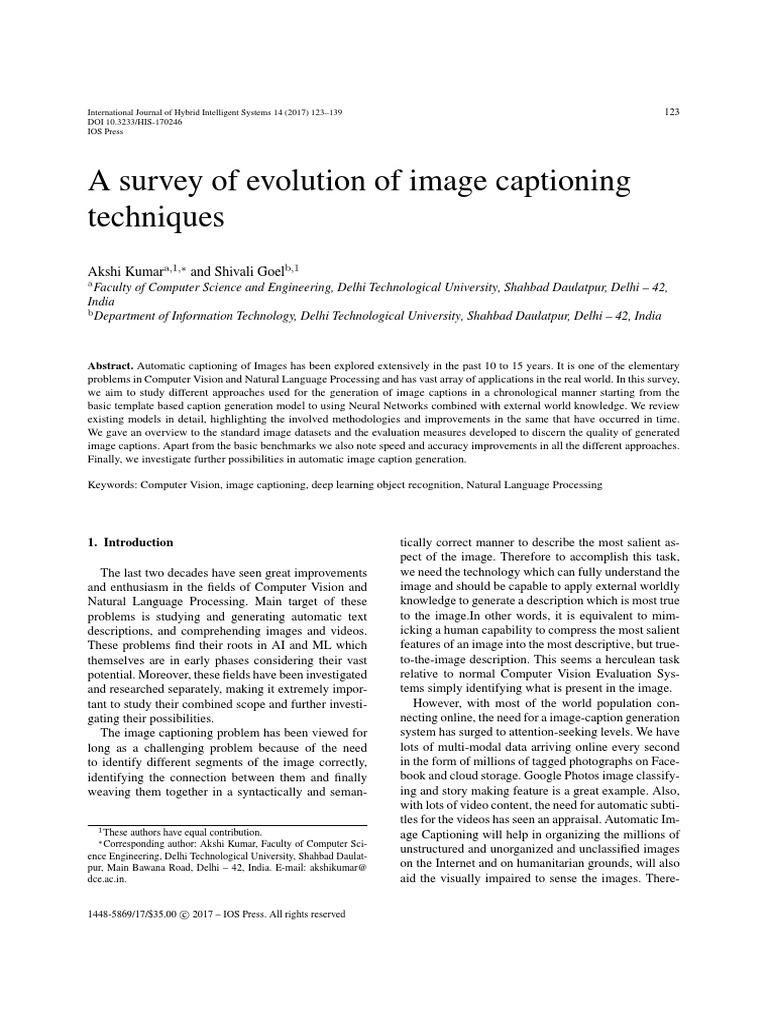 A Survey of Evolution of Image Captioning PDF | PDF | Parsing | Computer Vision
