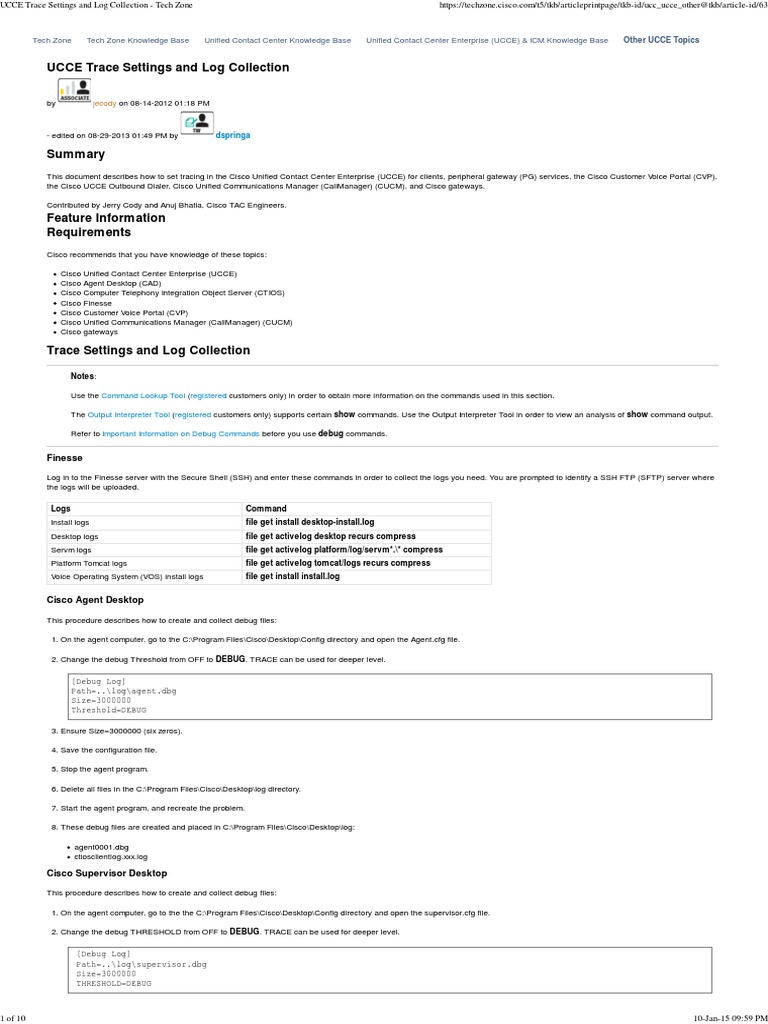 UCCE Trace Settings and Log Collection | PDF | Command Line Interface ...