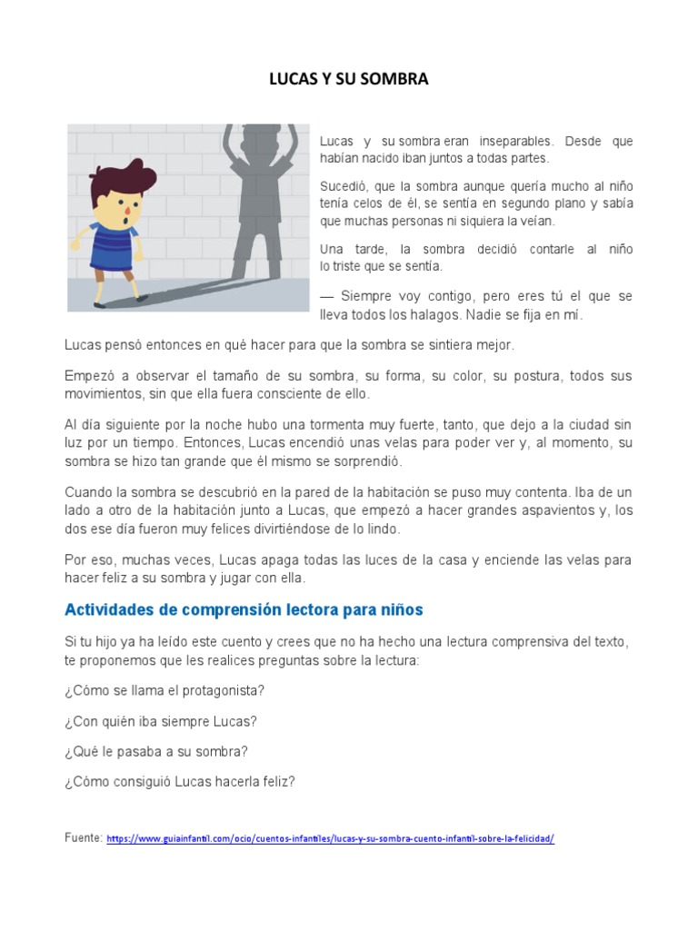 Lucas y su sombra: un cuento infantil | PDF