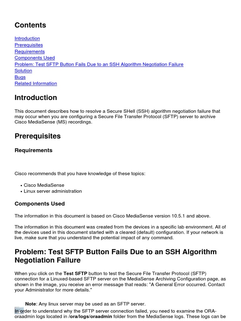 Resolve SFTP Algorithm Negotiation Fail | PDF | Secure Shell | File ...
