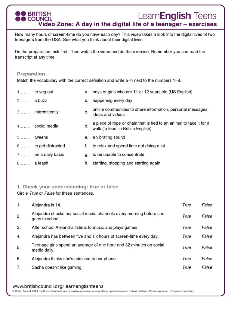 Digital Life of Teenagers: Exercises | PDF | Social Media | Popular ...