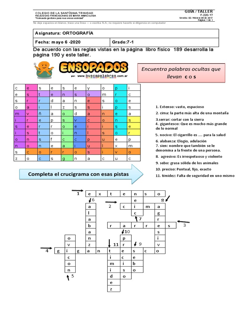 Taller de Séptimo Ortografia | PDF