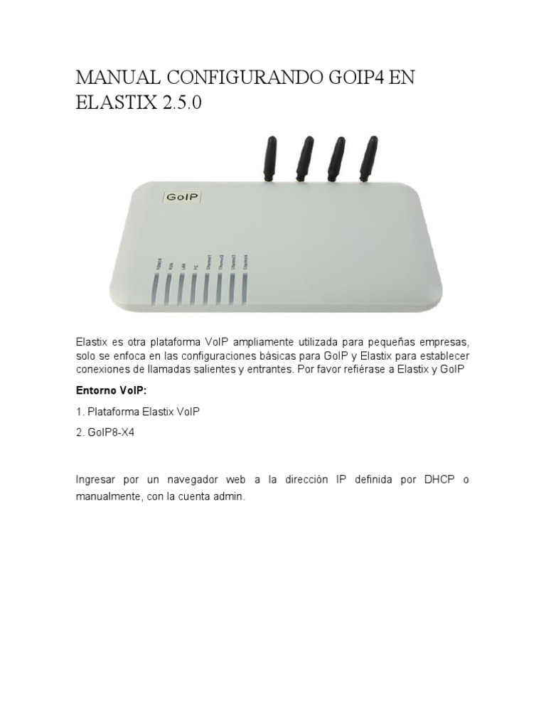 Configura GoIP4 en Elastix 2.5.0 | PDF | protocolo de Iniciacion de ...