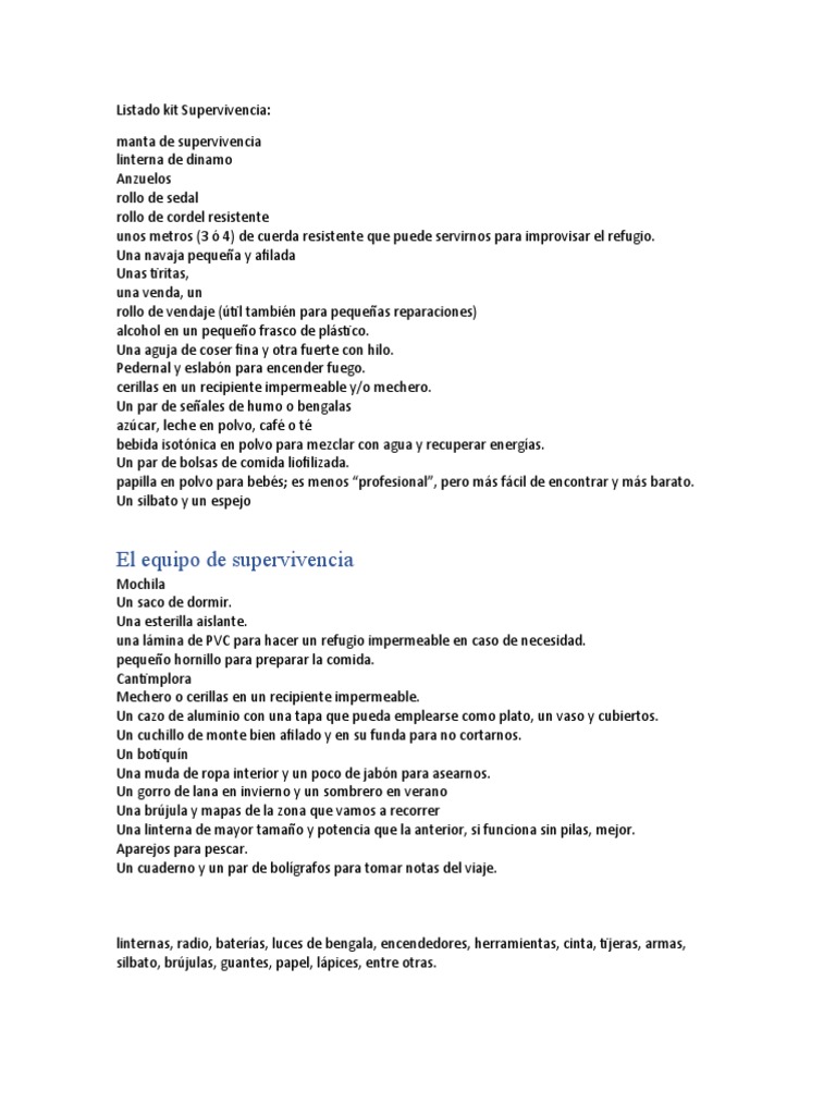 Kit de Supervivencia | PDF