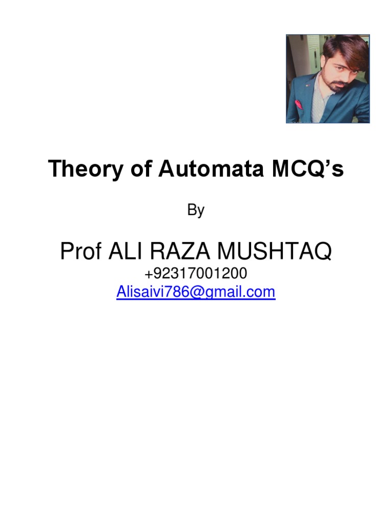 Theory of Automata MCQ'S: Prof Ali Raza Mushtaq | PDF | Theory Of Computation | Theoretical ...