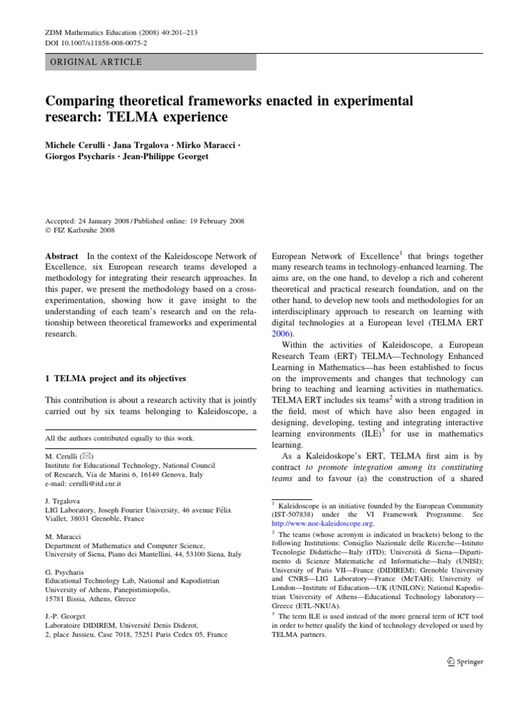 Comparing Theoretical Frameworks Enacted | PDF | Experiment | Theory
