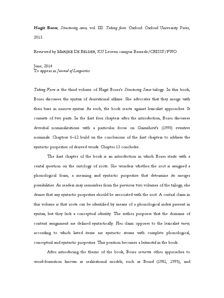 Borer Structuring Sense | PDF | Morphology (Linguistics) | Word