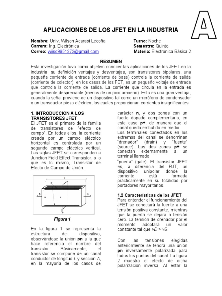 Aplicaciones de Los Jfet en La Industria | PDF | Transistor | Transistor de unión bipolar