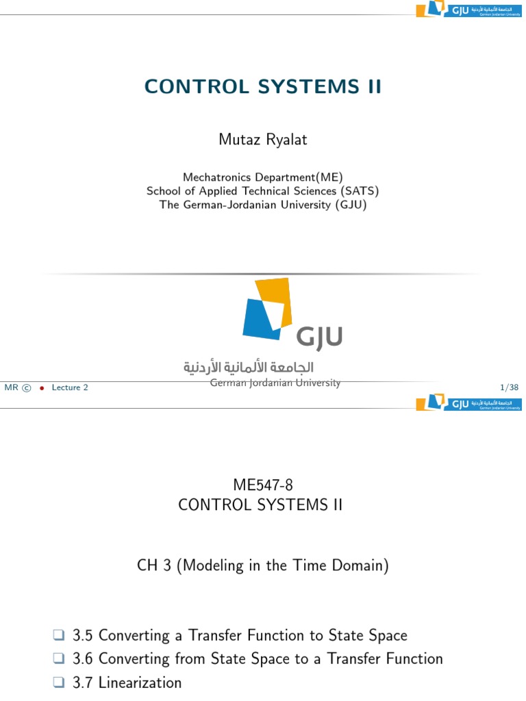 Control Systems Ii: Mutaz Ryalat | PDF | Nonlinear System | Laplace ...