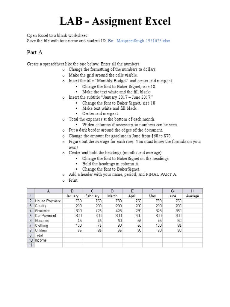 LAB - Assigment Excel: Part A | Download Free PDF | Chart | Microsoft Excel