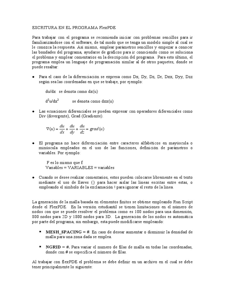 Bases FlexPDE PDF | PDF | Sistema coordinado | Programa de computadora