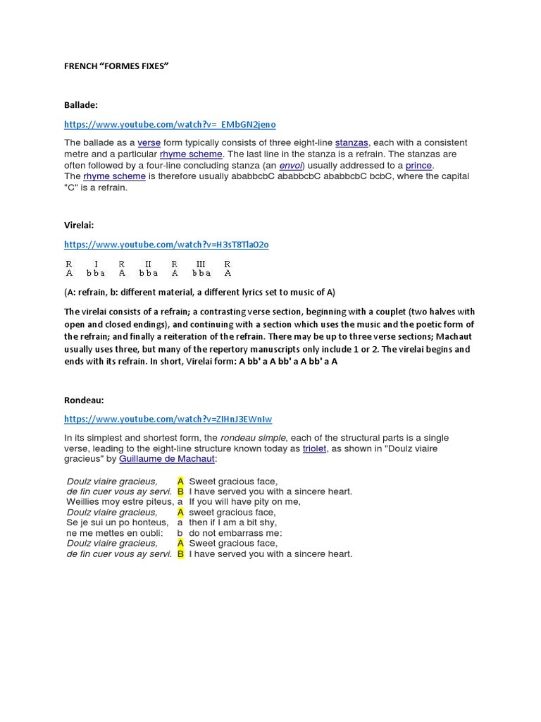 An Exploration of Three Medieval French Poetic Forms: The Ballade ...