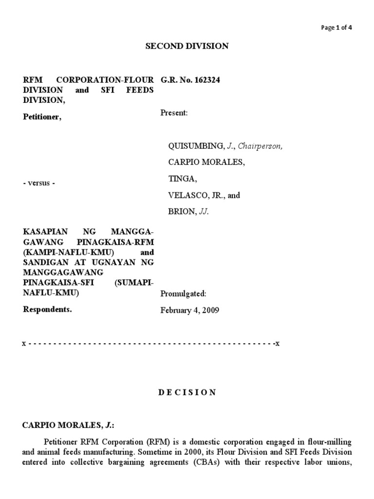 RFM Corp Flour Division Vs KAMPI-NAFLU | PDF | Attorney's Fee | Salary