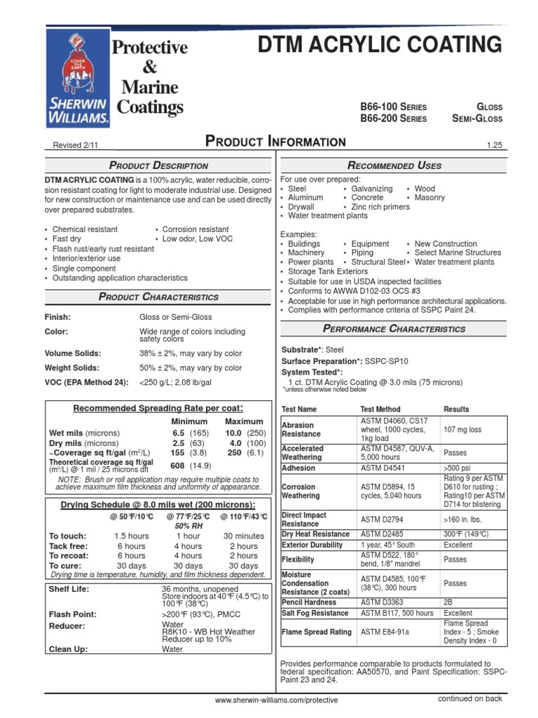DTM Acrylic Coating: Protective & Marine Coatings | PDF | Rust | Paint